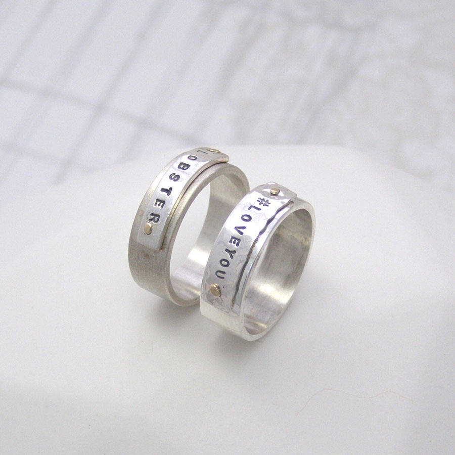 Personalised Silver And Gold Rivet Rings - Handcrafted & Custom-Made